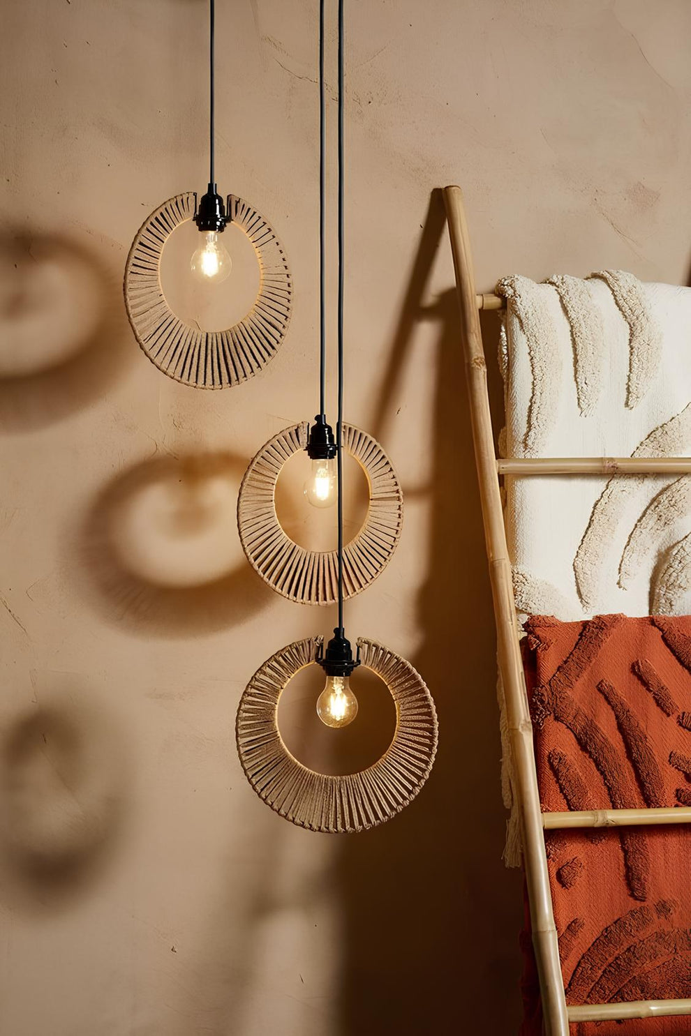Jute Hanging lamp for Living Room | Jute Pendant light | Jute ceiling ...