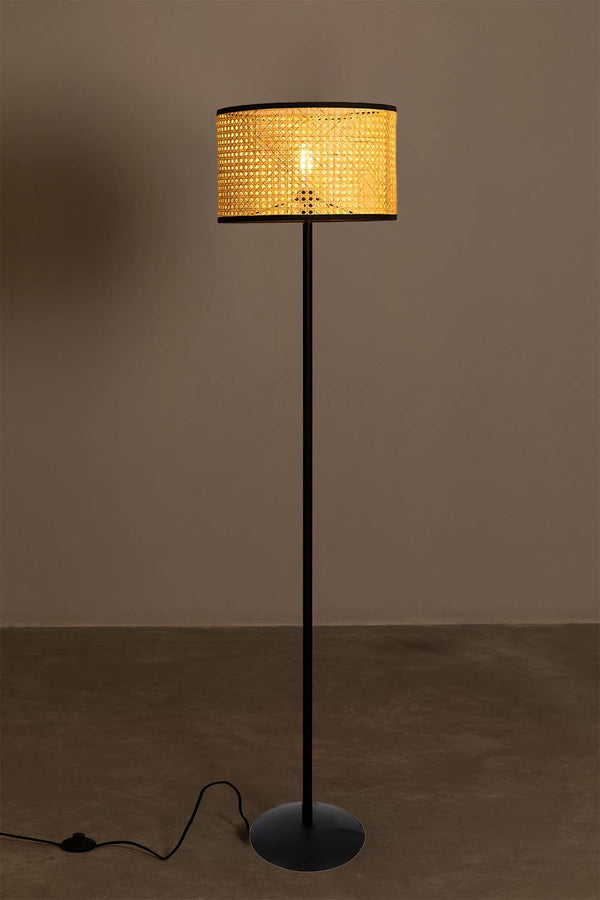 Rattan Cane Webbing Floor Lamp Bamboo Floor Lamp -Astrid – Akway