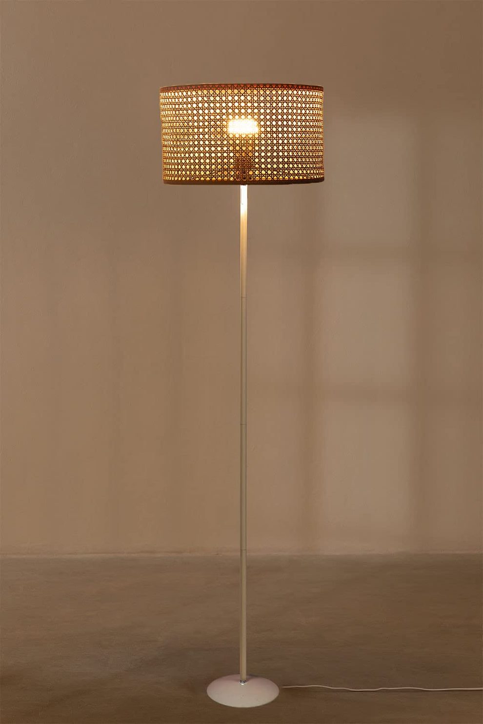 AKWAY Rattan Cane Webbing Floor Lamp Bamboo Floor Lamp Cane Floor Lamp ...