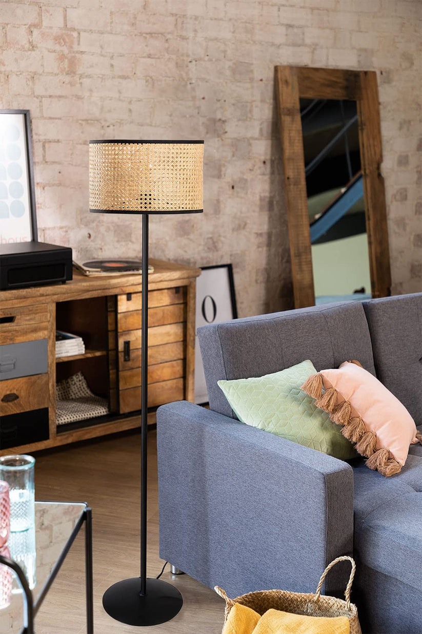Rattan Cane Webbing Floor Lamp Bamboo Floor Lamp -Astrid – Akway